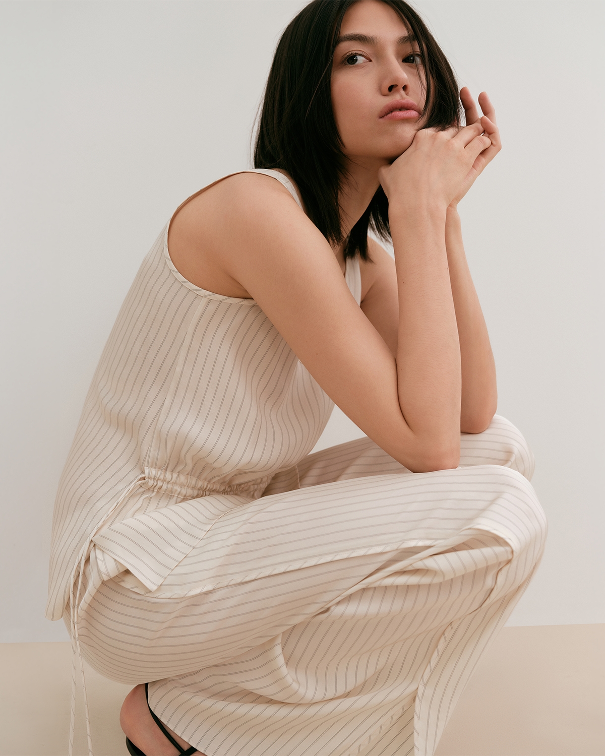 THEORY Striped Tie Easy Tank Top